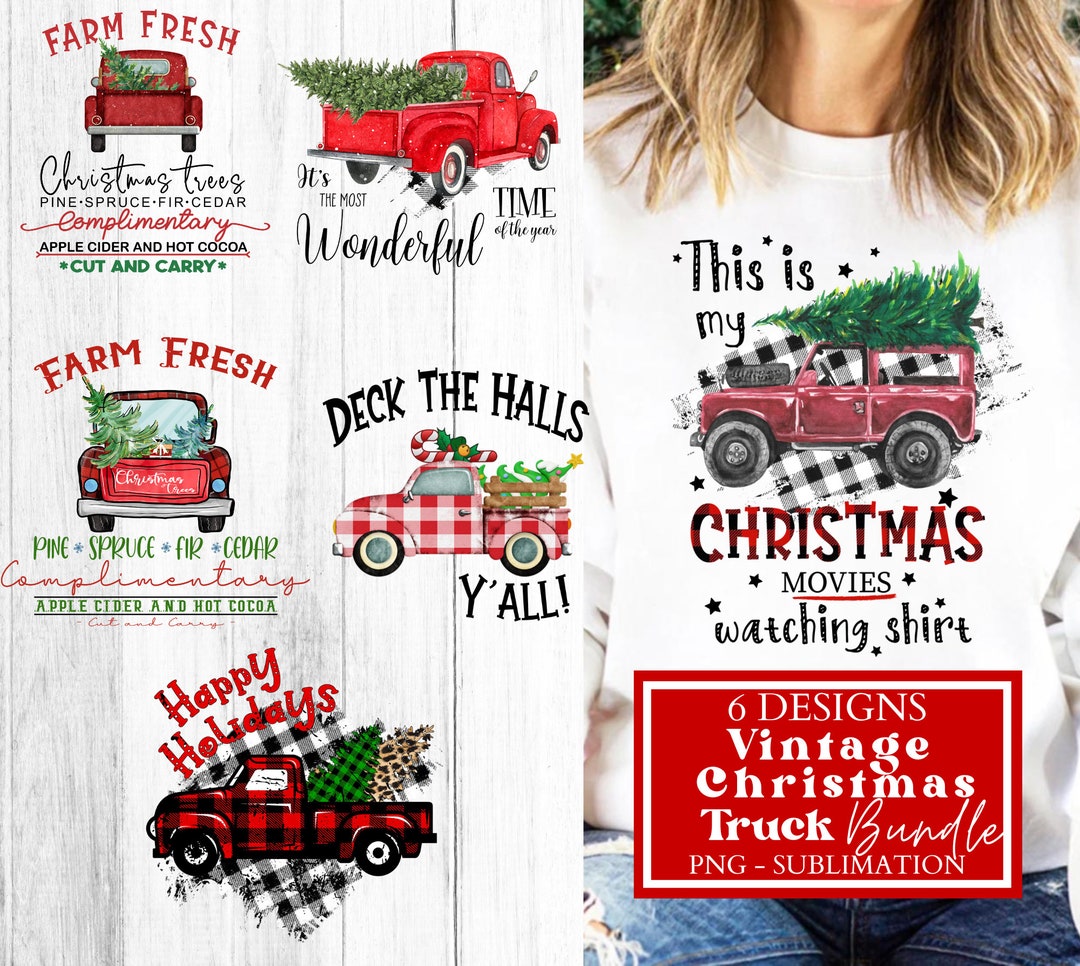 Red Truck Christmas PNG Bundle, Christmas Truck for Sublimation ...