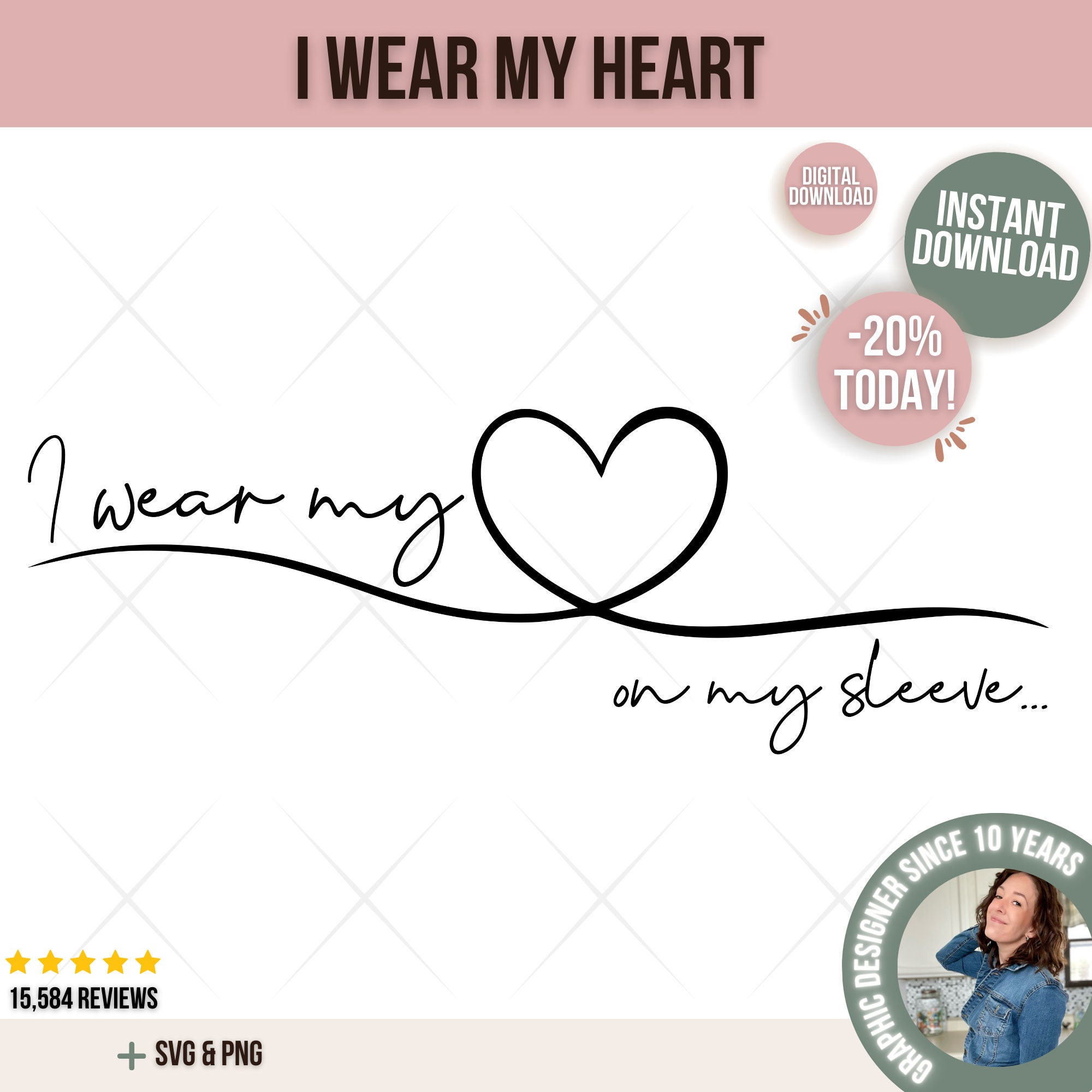 I Wear My Heart on My Sleeve SVG, Heart Svg, Mama Shirt Svg, Motherhood ...