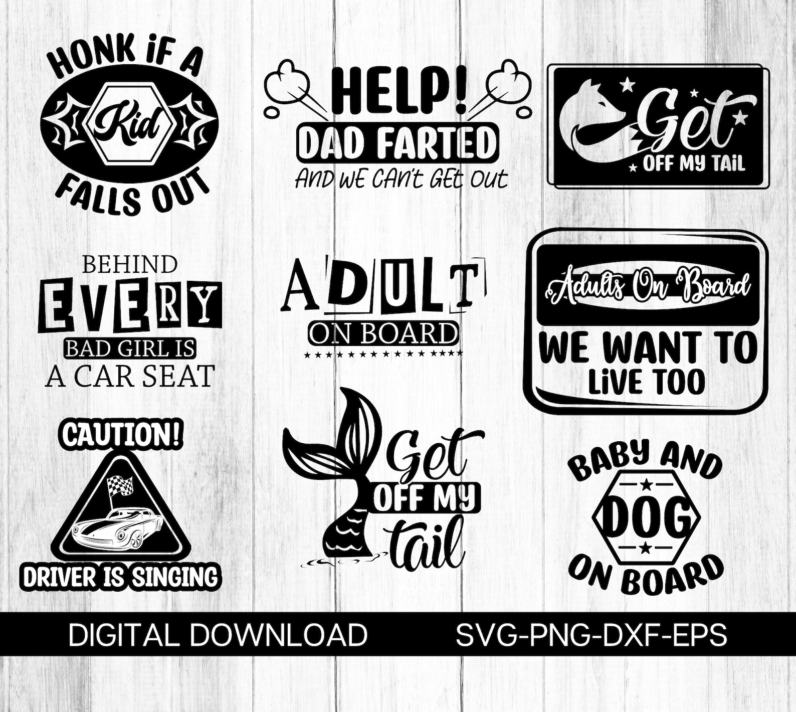 Funny Car Stickers SVG Bundle Hand Lettered Car Quotes Svg - Etsy