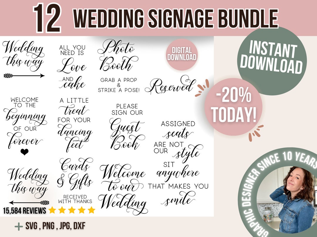 Wedding Sign Svg Bundle, Welcome Svg, Wedding Svg Bundle, Wedding Sign ...