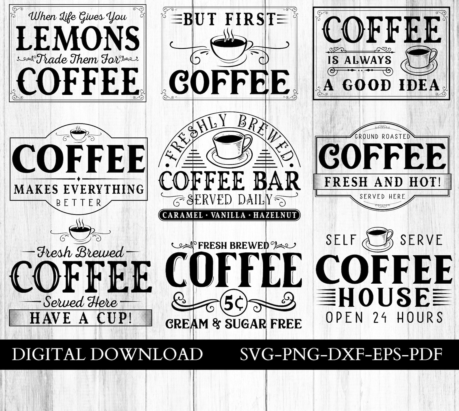 Vintage Coffee SVG Bundle Coffee Signs PNG Kitchen Signs - Etsy Canada