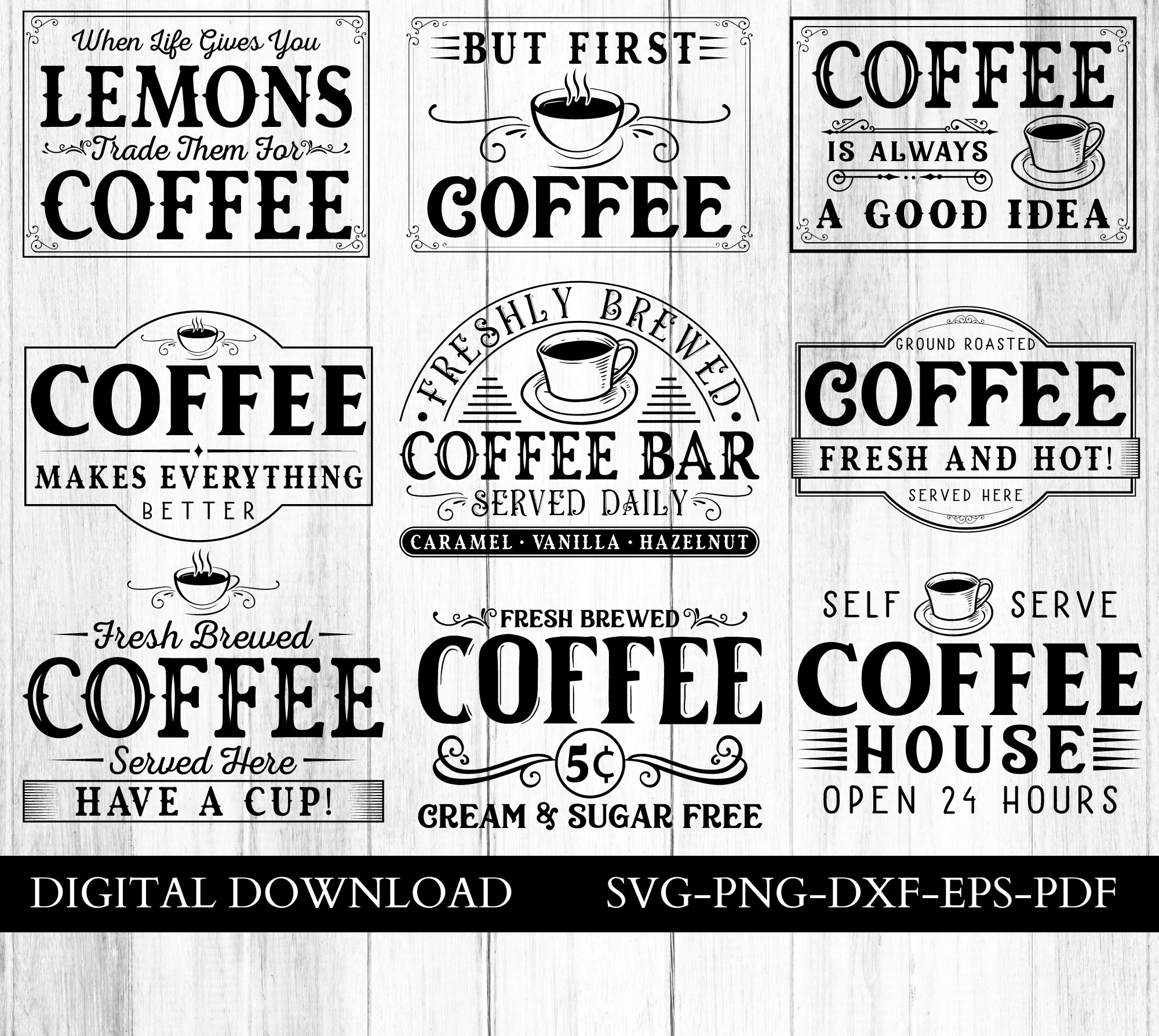 Vintage Coffee SVG Bundle Coffee Signs PNG Kitchen Signs - Etsy Canada