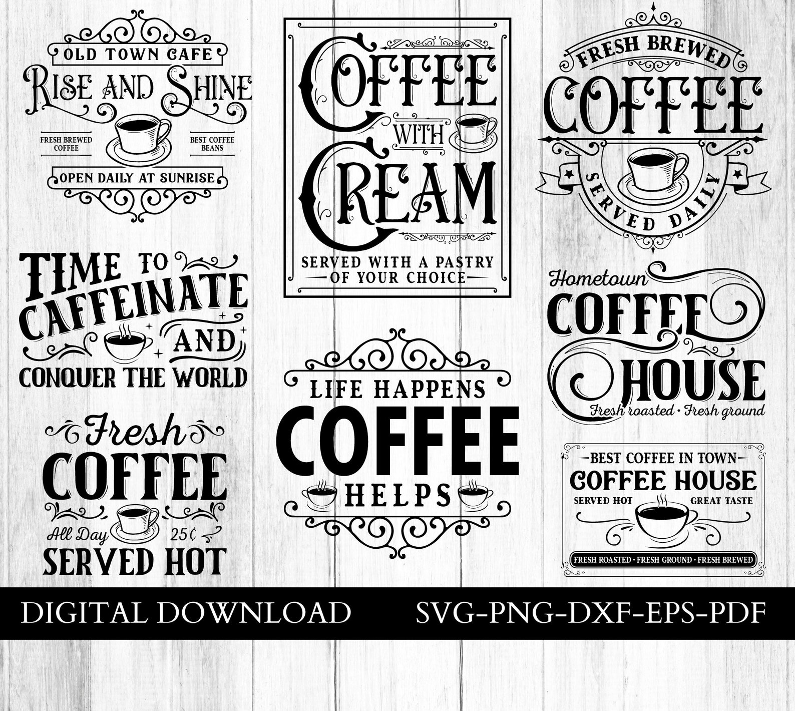 Vintage Coffee SVG Bundle Coffee Signs PNG Kitchen Signs - Etsy Canada