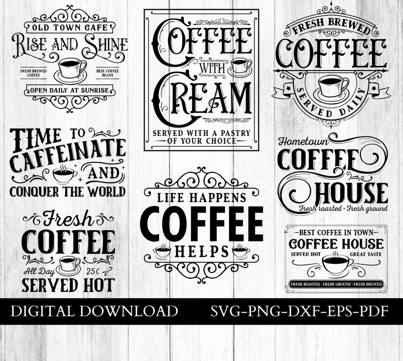 Vintage Coffee SVG Bundle, Coffee Signs PNG, Kitchen Signs, Retro ...