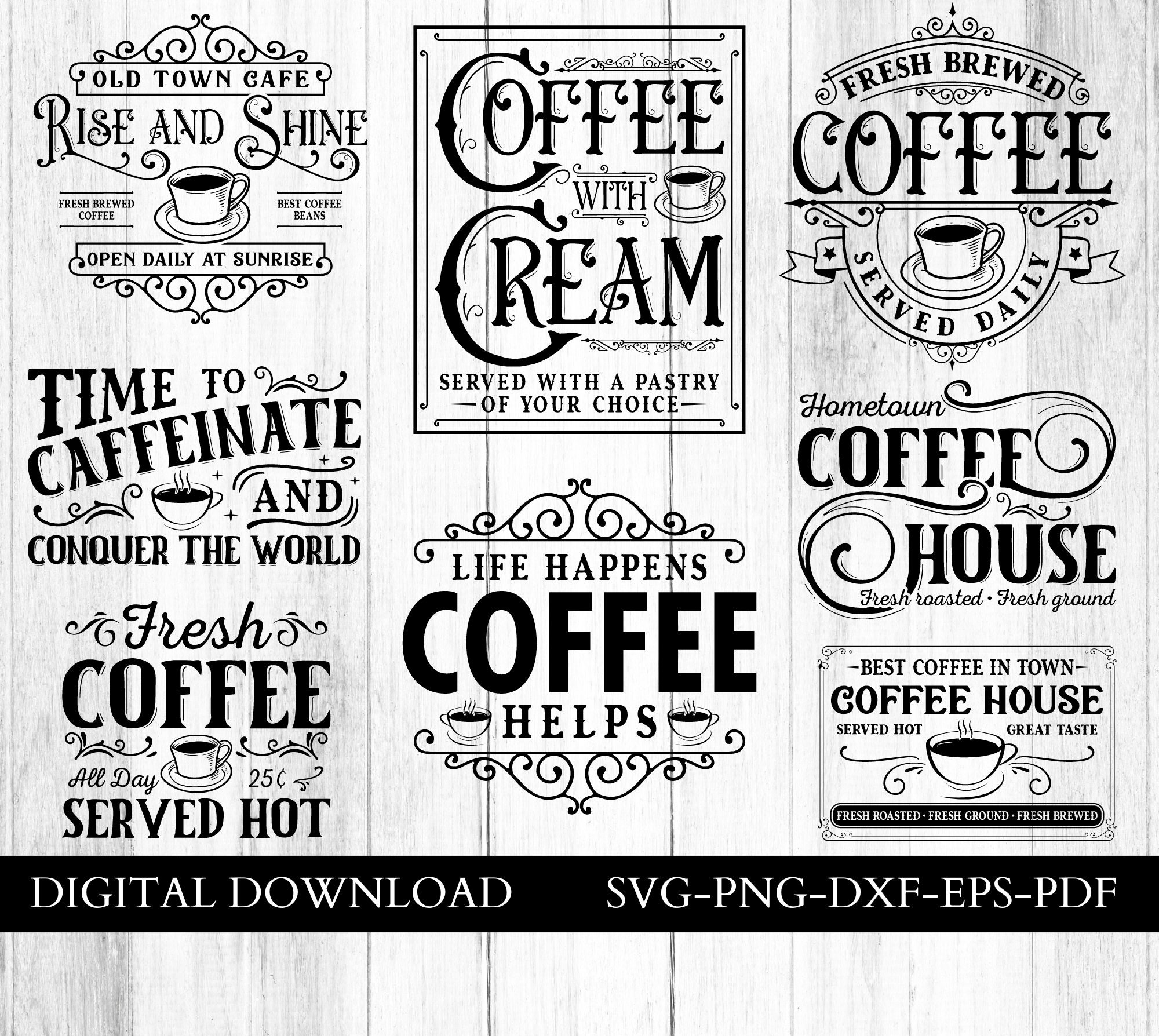 Vintage Coffee SVG Bundle Coffee Signs PNG Kitchen Signs - Etsy Canada