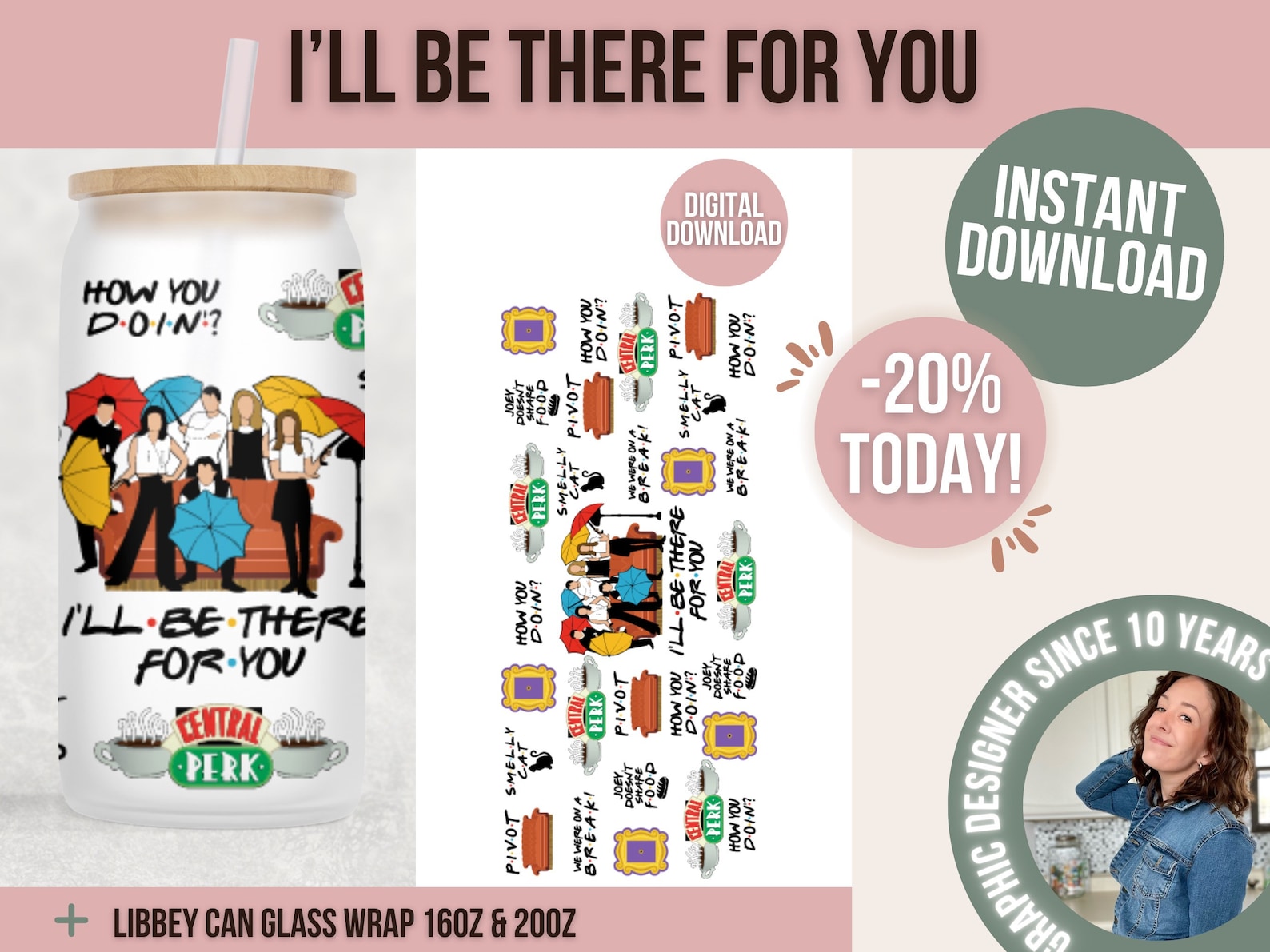 I’ll Be There for You Svg, Libby Glass Can Wrap, Friends Tv Svg, 16oz ...