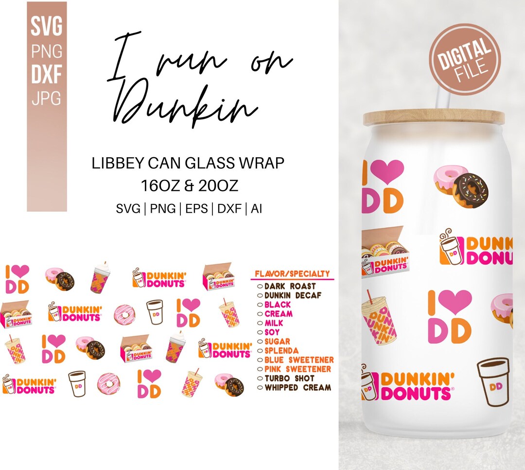 Dunkin Donuts Libbey Glass Wrap Libby Glass Can Wrap Dunkin - Etsy UK