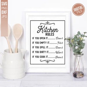 Kitchen Rules Svg, Mom's Rules Svg, Kitchen Svg, Farmhouse Svg, Kitchen ...