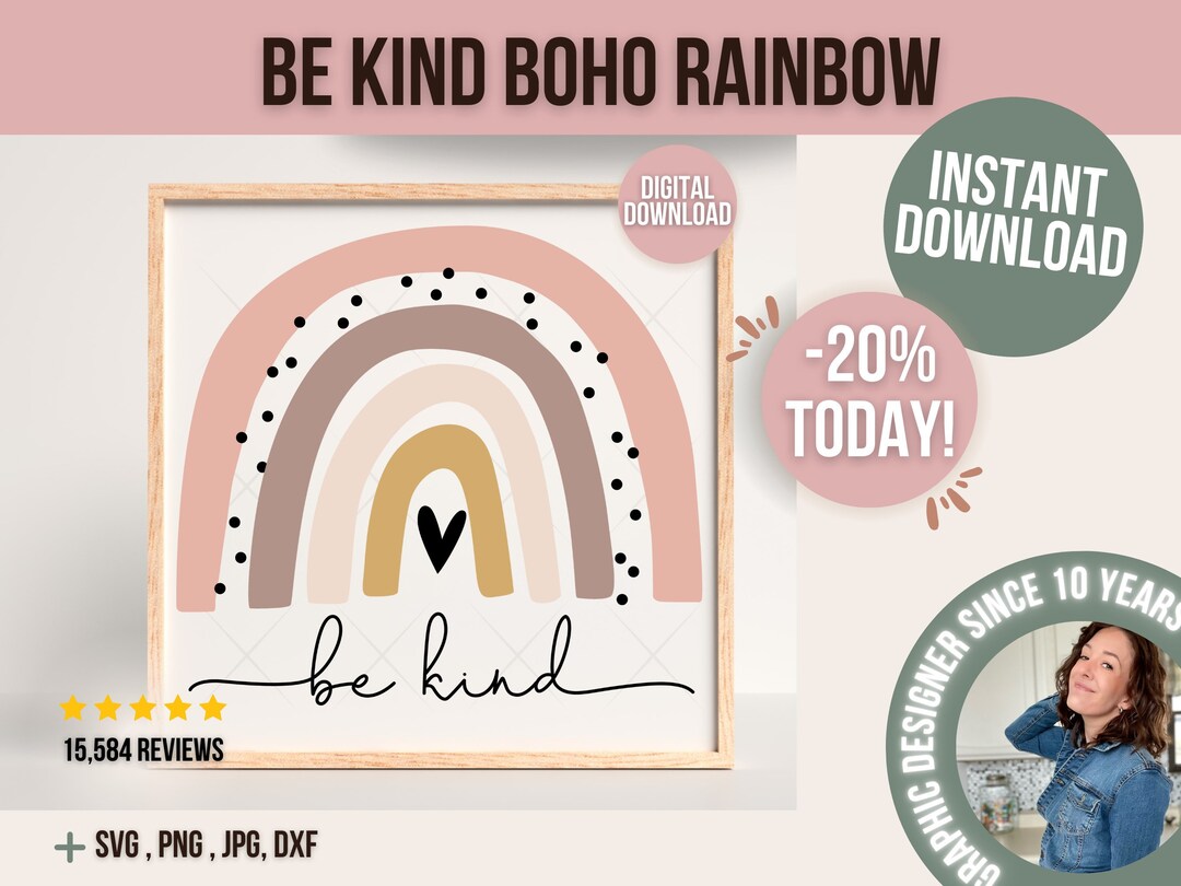 Be Kind Rainbow Svg , Rainbow PNG File for Cricut, Be Kind PNG Digital ...