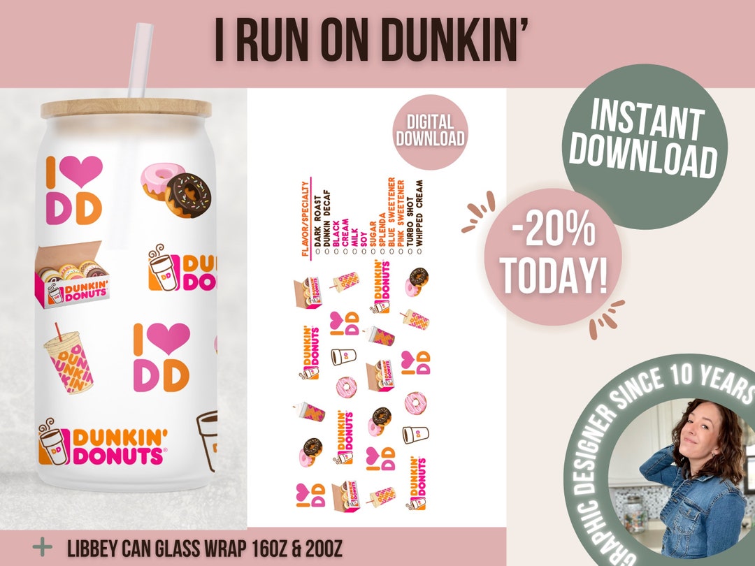Dunkin Donuts Libbey Glass Wrap, Libby Glass Can Wrap, Dunkin Svg, 16oz Libby Glass Wrap, Dunkin ...