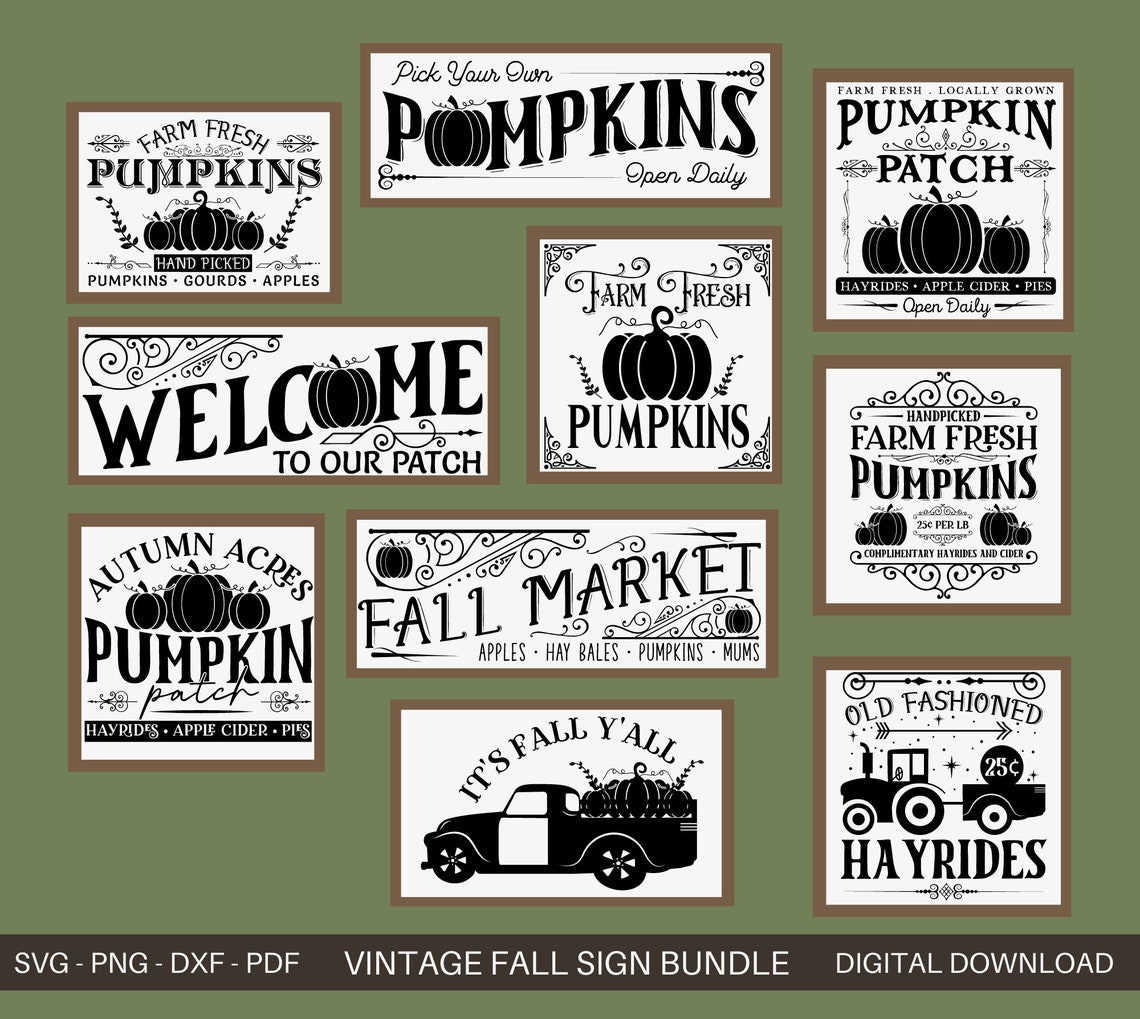 Vintage Fall Sign Svg Bundle Rustic Fall Svg Signs - Etsy