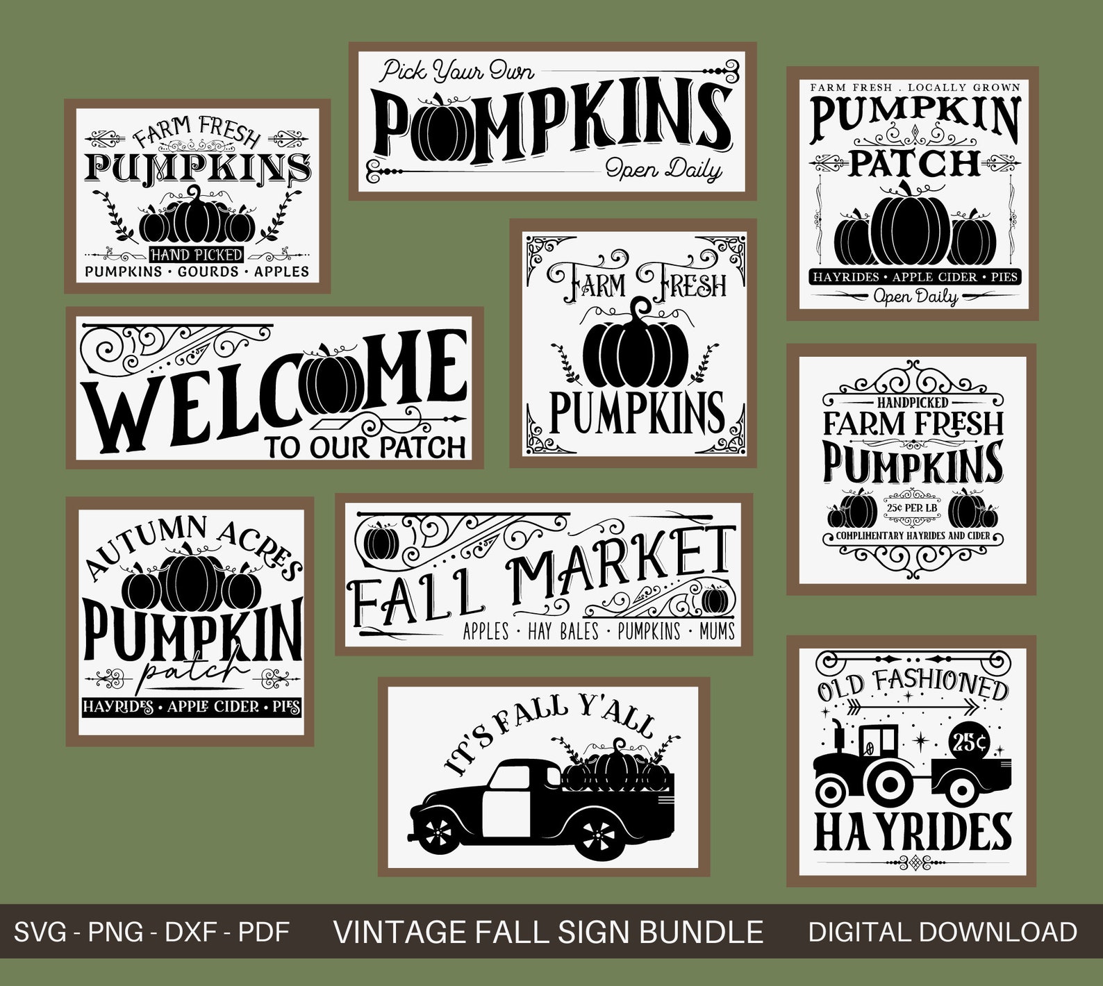 Vintage Fall Sign Svg Bundle Rustic Fall Svg Signs - Etsy