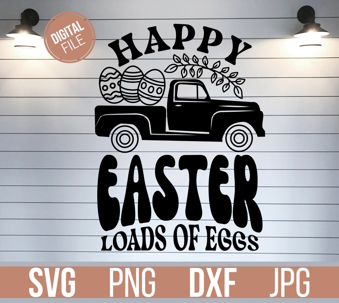 Easter Truck Svg, Easter Truck With Eggs Svg, Vintage Truck Svg ...