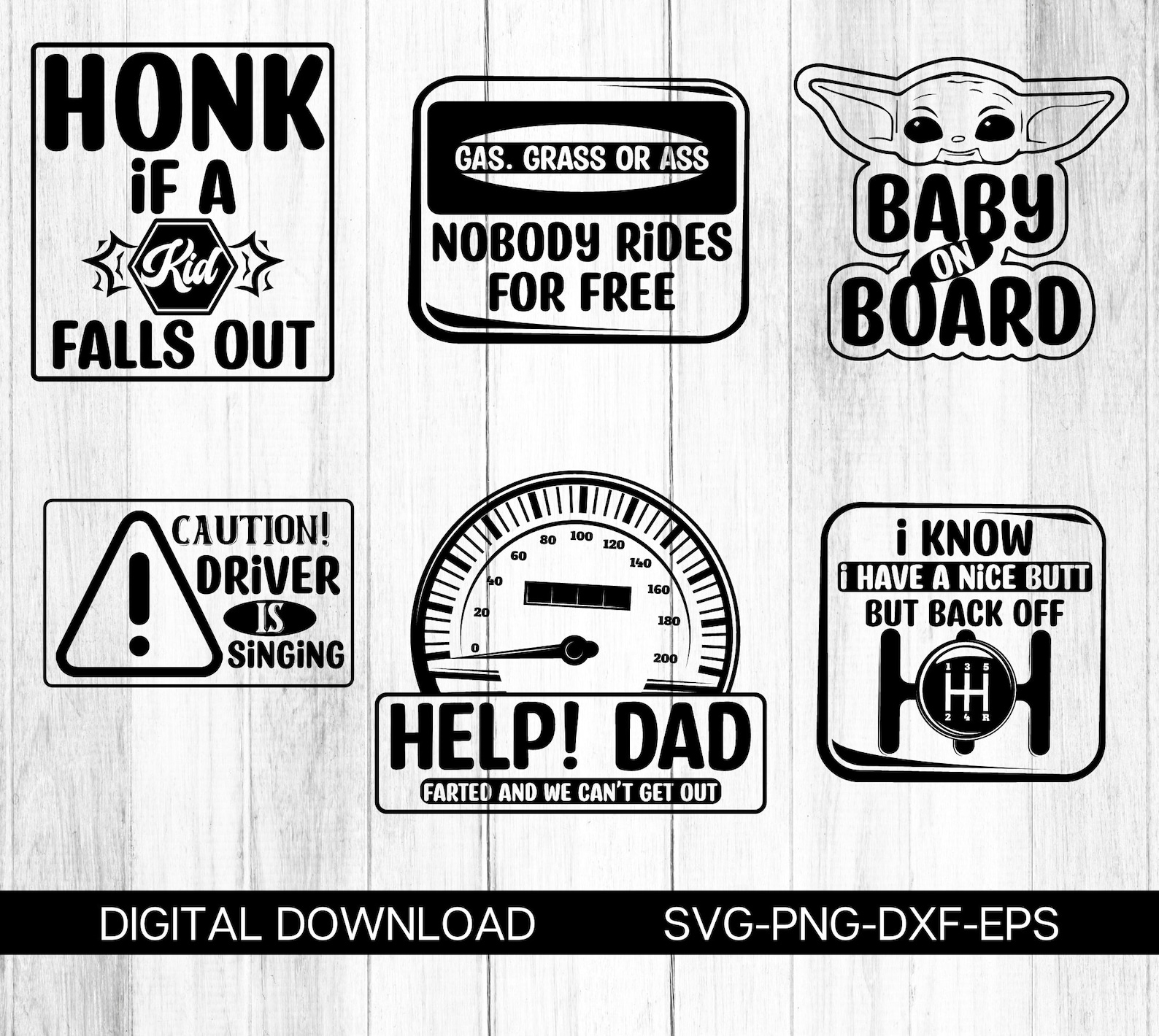 Funny Car Stickers SVG Bundle Hand Lettered Car Quotes Svg - Etsy