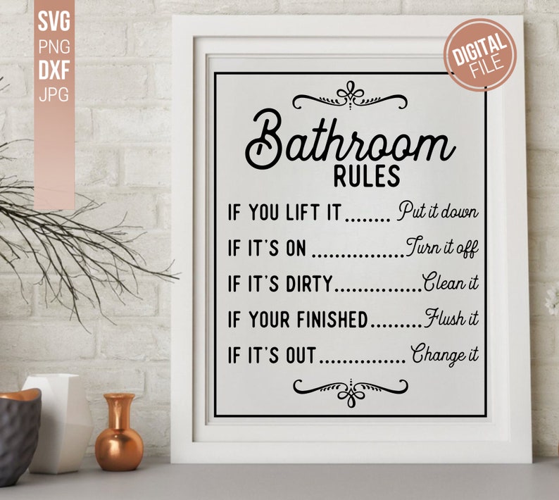 Bathrooms Rule Svg, Toilet Rules SVG, Restroom Sign Svg, Funny Bathroom ...