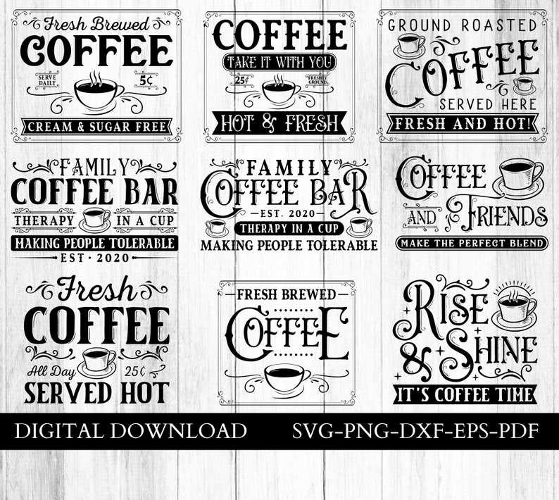 Vintage Coffee SVG Bundle Coffee Signs PNG Kitchen Signs - Etsy Canada