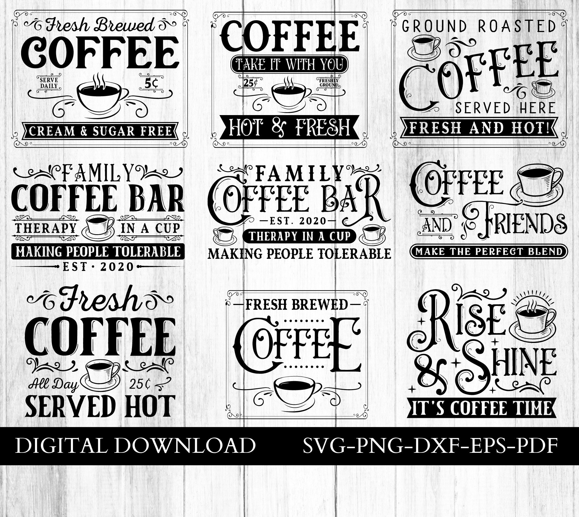 Vintage Coffee SVG Bundle Coffee Signs PNG Kitchen Signs - Etsy Canada