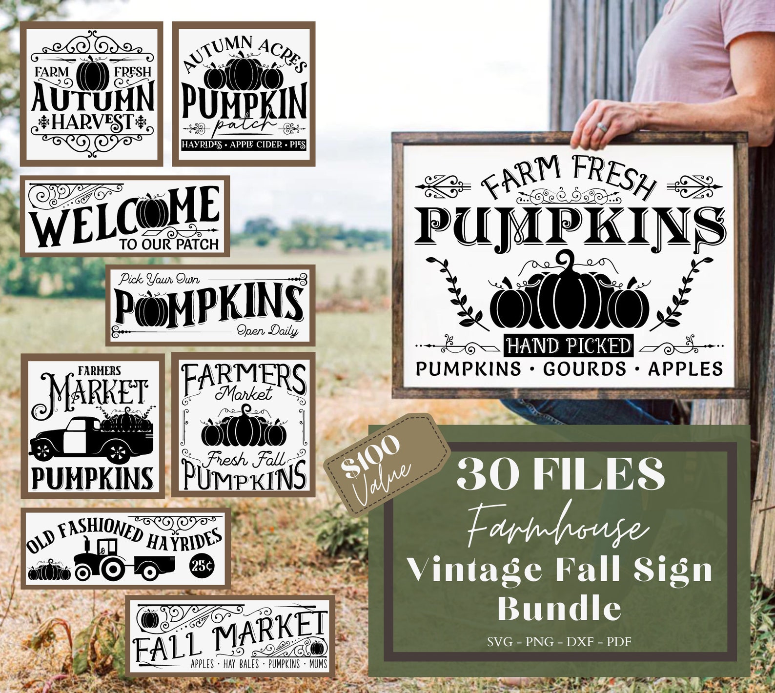 Vintage Fall Sign Svg Bundle Rustic Fall Svg Signs - Etsy