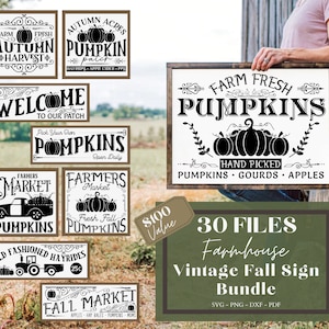 Vintage Fall Sign Svg Bundle, Rustic Fall Svg Signs, Thanksgiving Sign ...