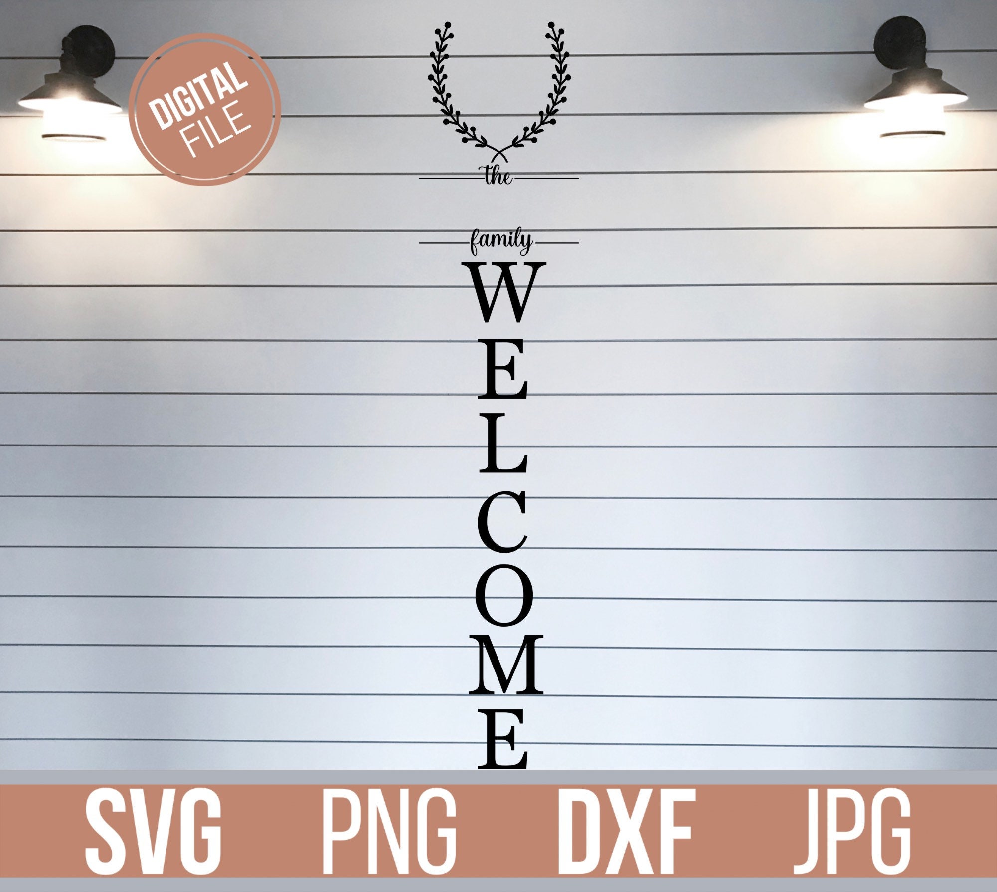 Vertical Welcome Sign With Monogram and Last Name Leaning - Etsy