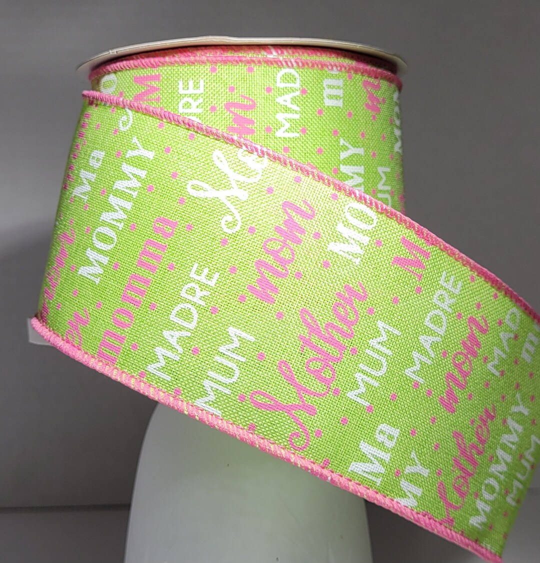 2.5 Inches HAPPY MOM'S DAY Ribbon Has Mother, Mom, Mum, Ma Etc in Pink ...