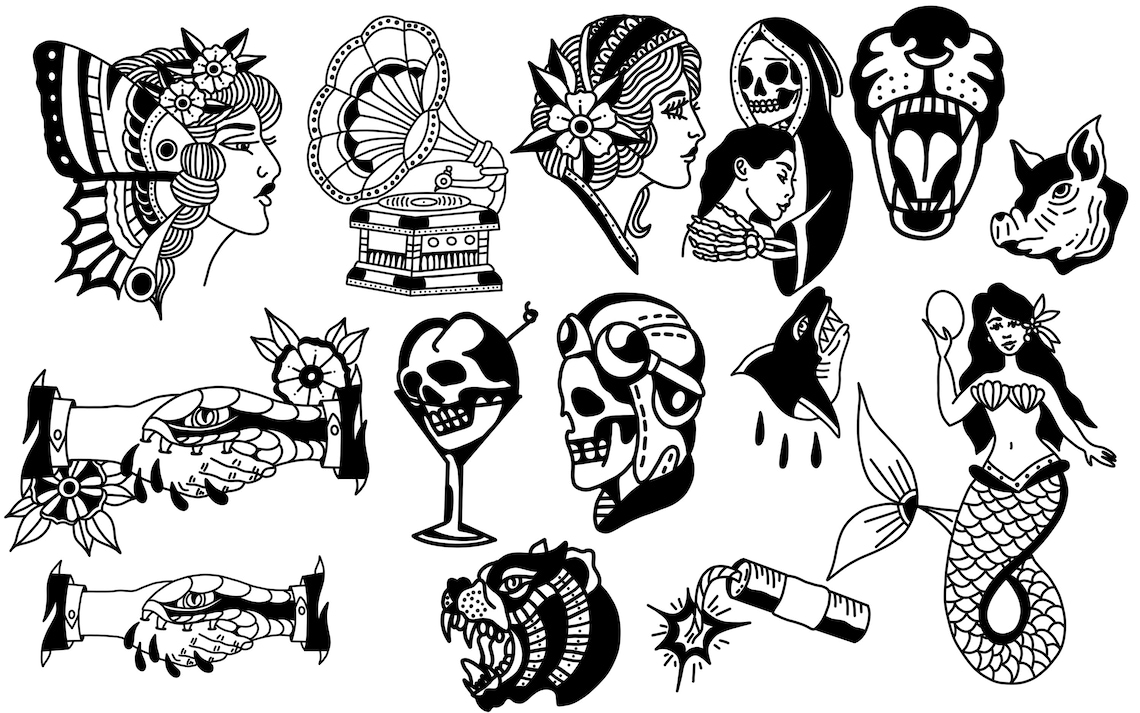 Tattoo Svg Old School Svg Tattoo Flash Svg Commercial - Etsy Hong Kong