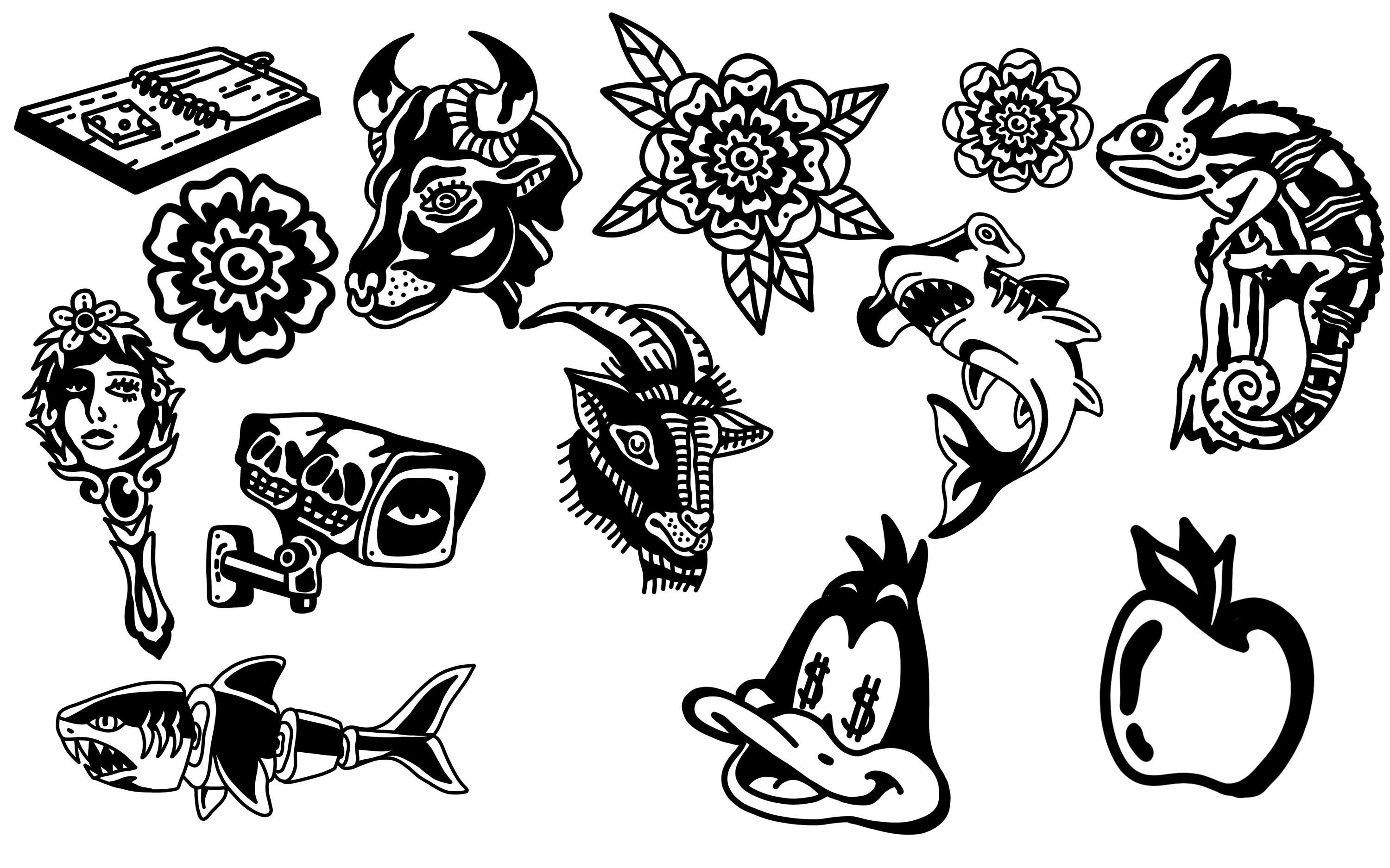 Tattoo Procreate Stamps | Old School Procreate Stamps | Tattoo Flash Procreate Stamps ...