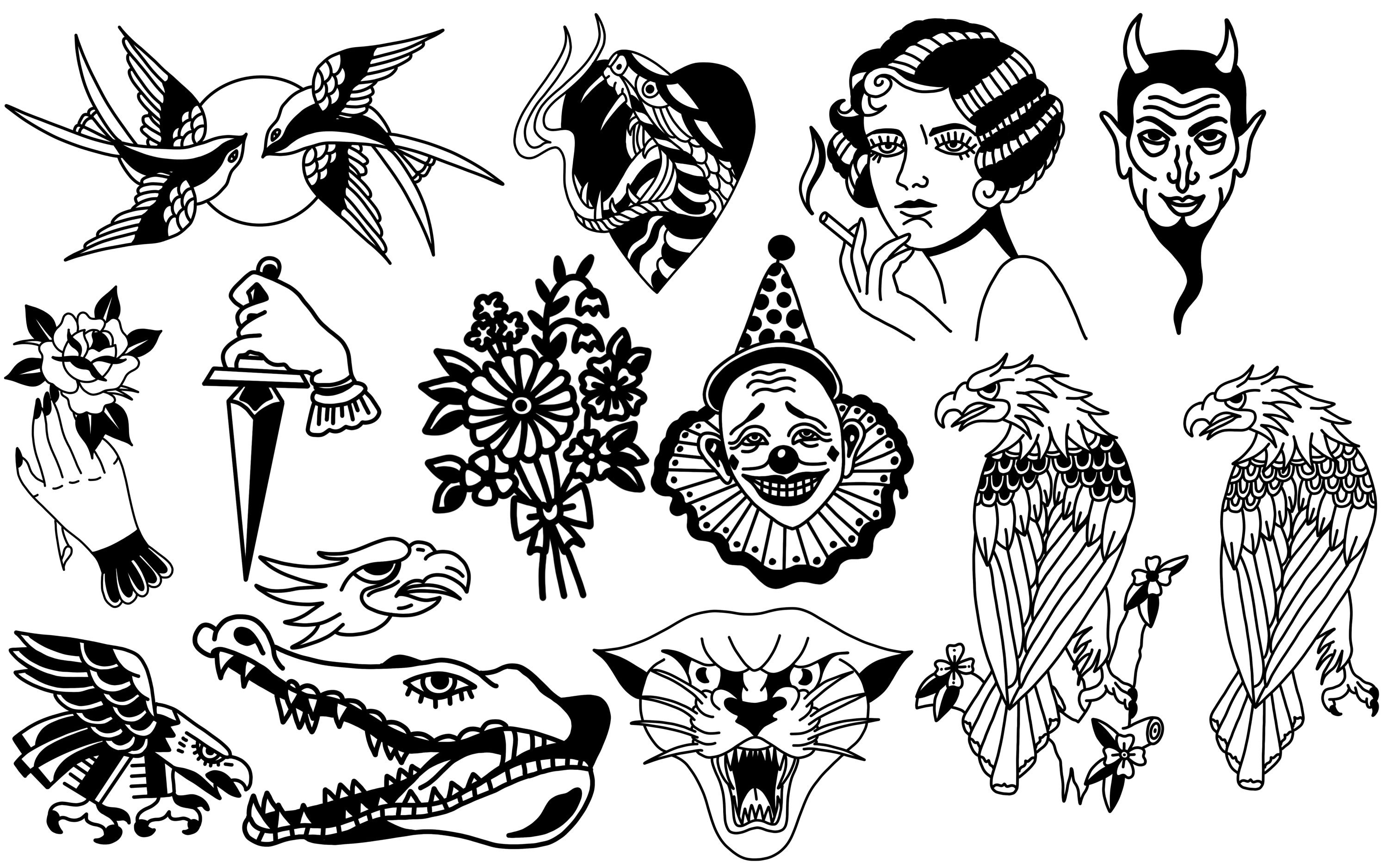 Tattoo Procreate Stamps Old School Procreate Stamps Tattoo Flash Procreate Stamps Commercial Use ...