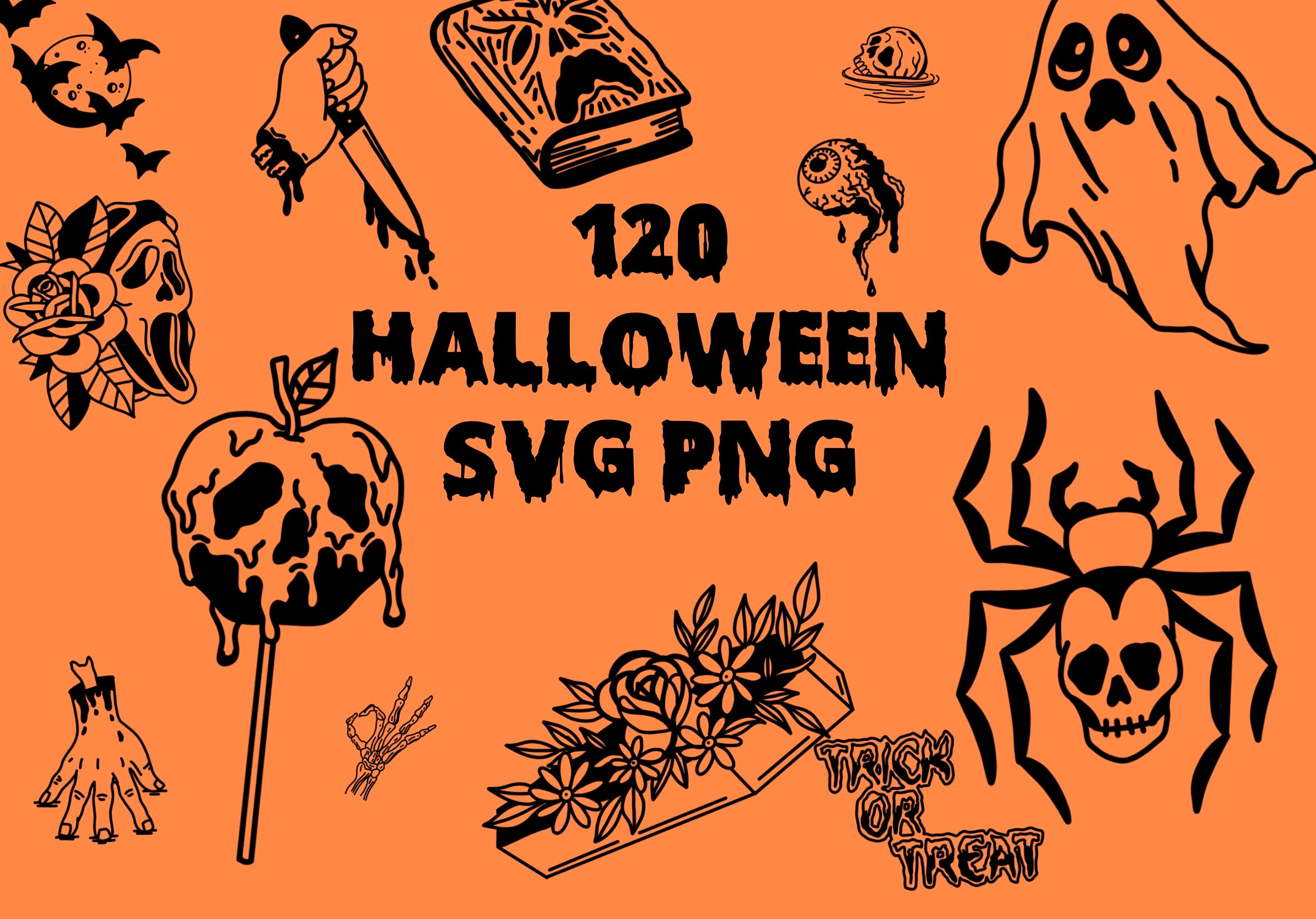 Halloween Svg | Creepy Svg | Tattoo Svg | Tattoo Flash Svg | Commercial ...