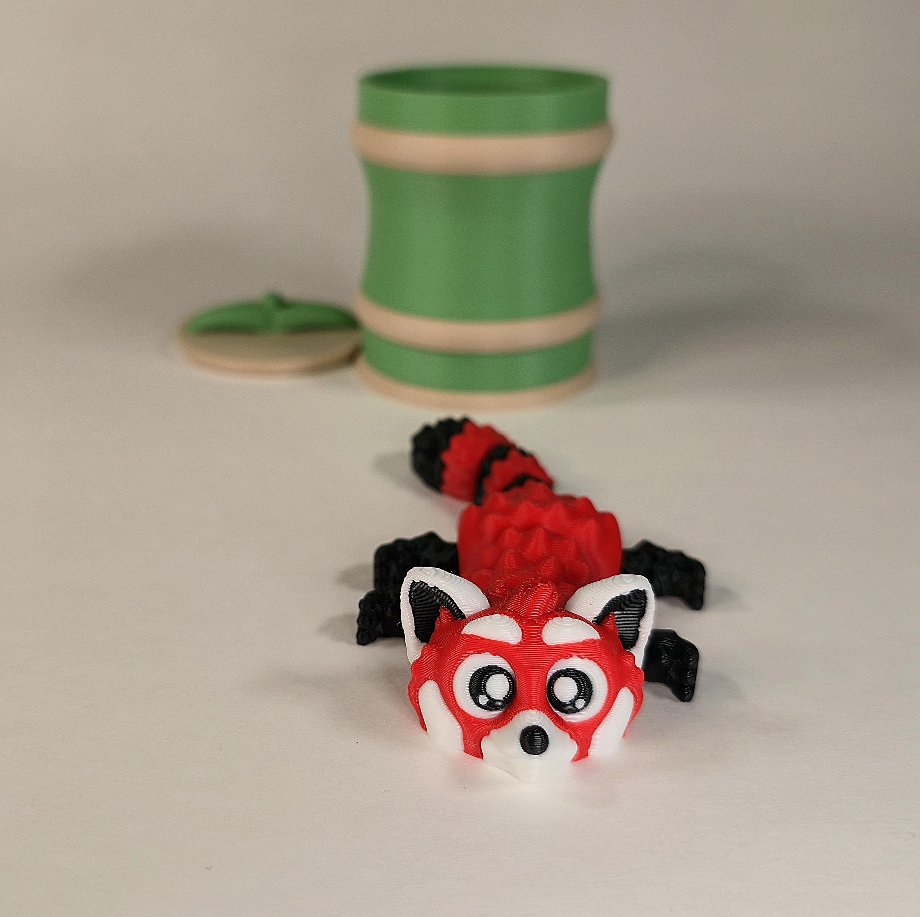 3D Printed Articulated Red Panda With Bamboo Burrow: Fidget Toy - Etsy