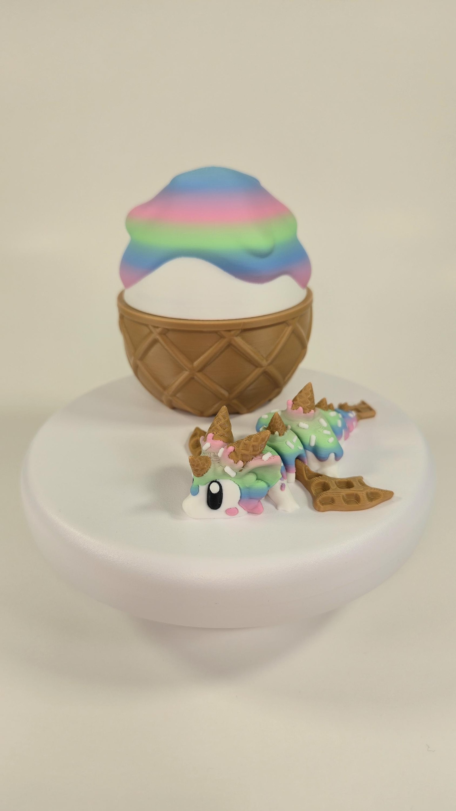 Articulated Ice Cream Dragon: 3-D Printed Fantasy Fidget Toy, With ...