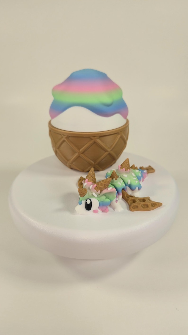 Articulated Ice Cream Dragon: 3-D Printed Fantasy Fidget Toy, With ...