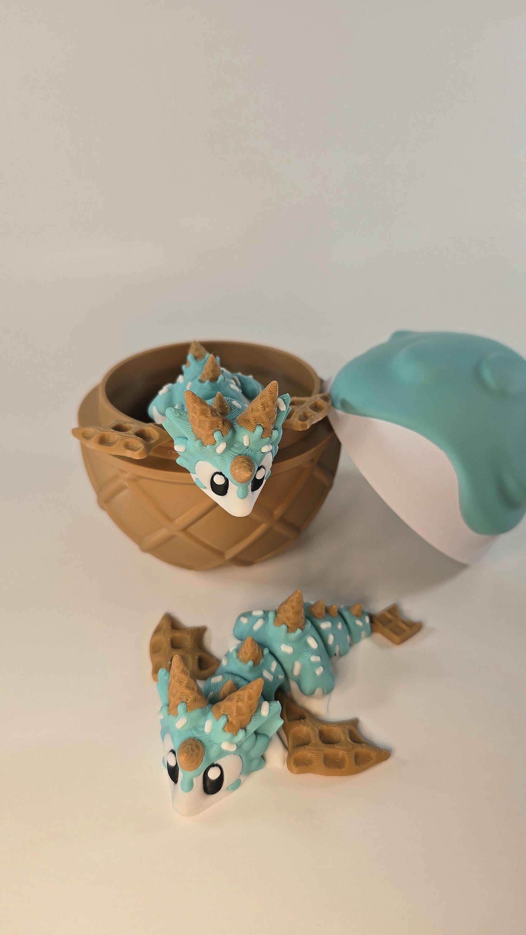 Articulated Ice Cream Dragon: 3-D Printed Fantasy Fidget Toy, With ...
