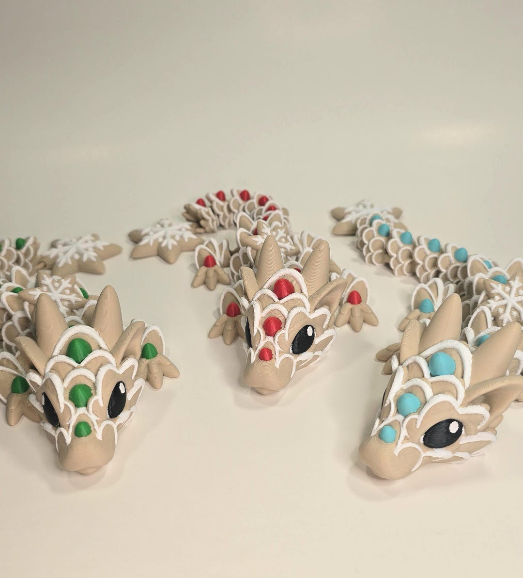3D Printed Gingerbread Snowflake Dragon – Christmas Fantasy Decor - Etsy