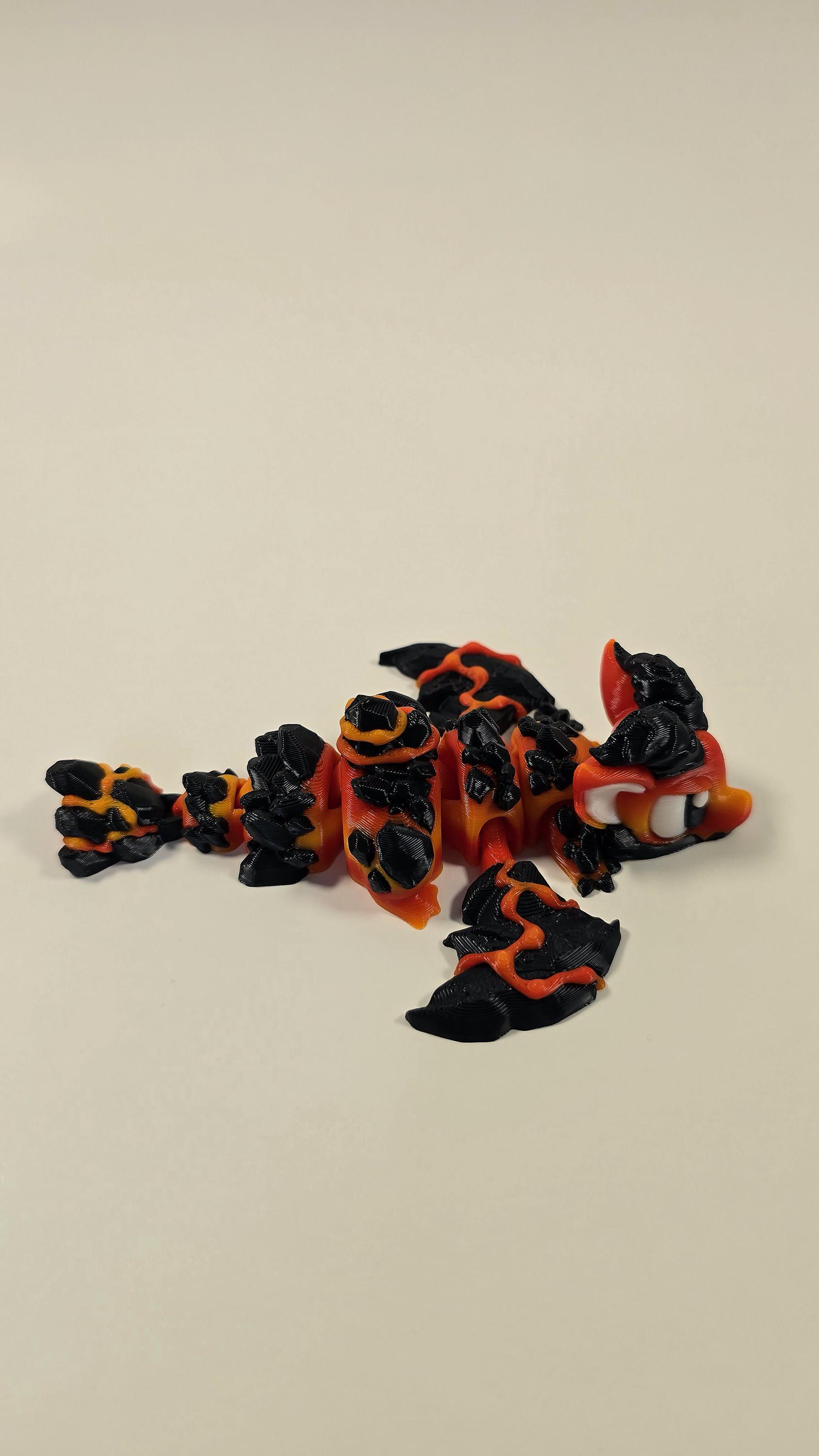 3D Printed Articulated Lava Dragon With Matching Egg: Fantasy Desk Pet ...