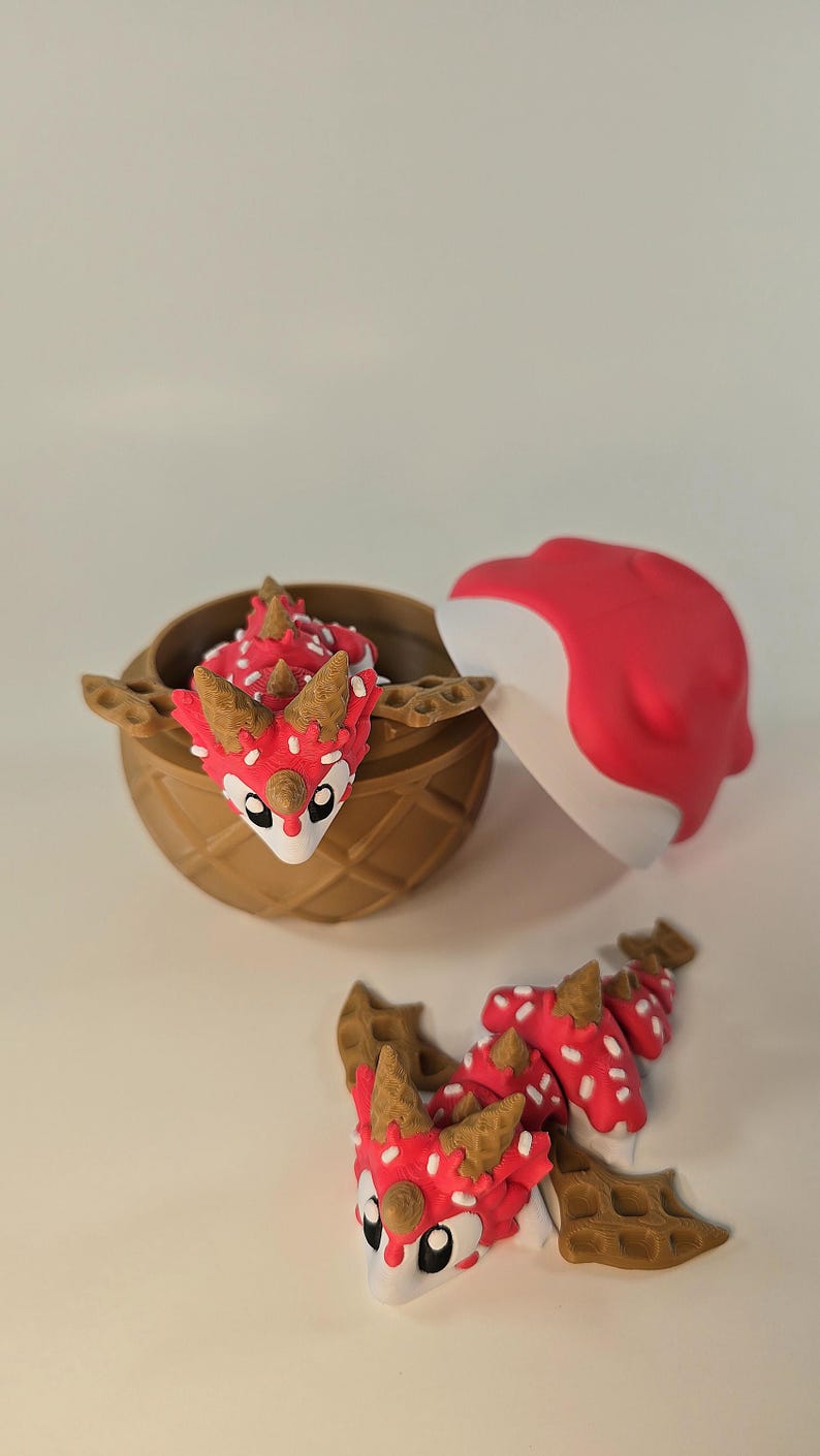 Articulated Ice Cream Dragon: 3-D Printed Fantasy Fidget Toy, With ...