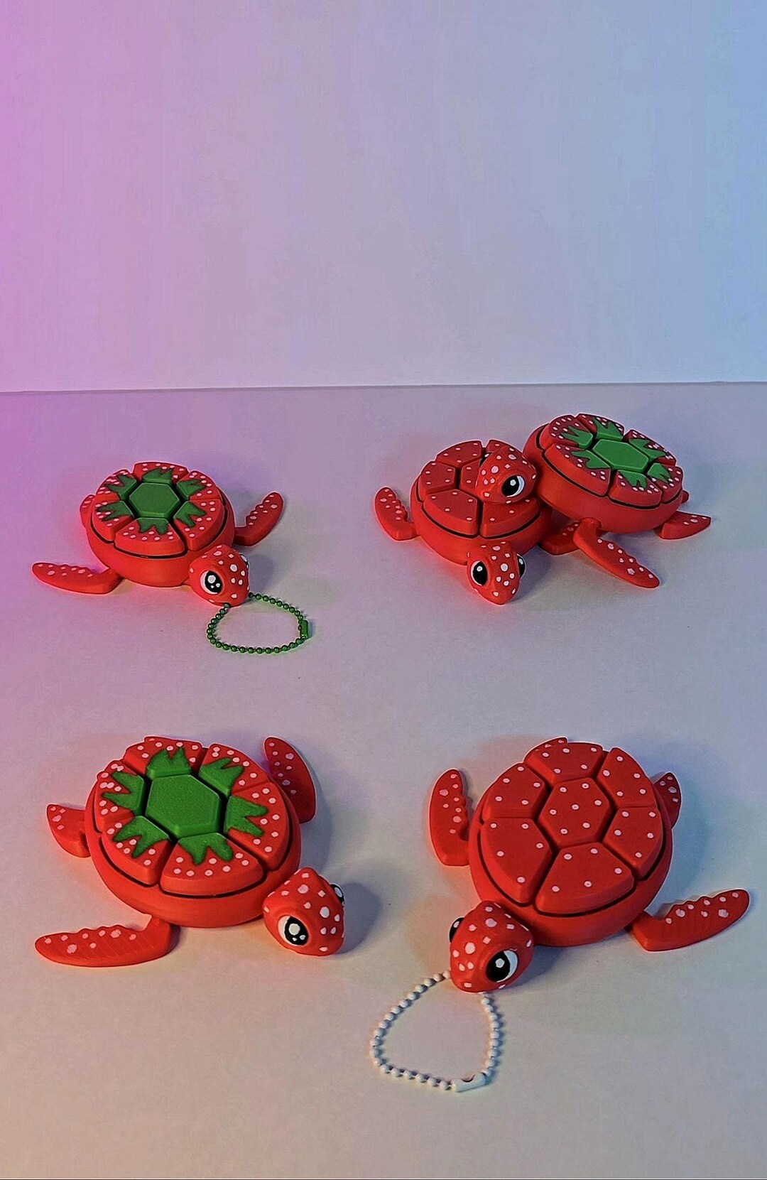 Strawberry Turtle Fidget Clicker: 3D Printed Mini Keychain - Etsy