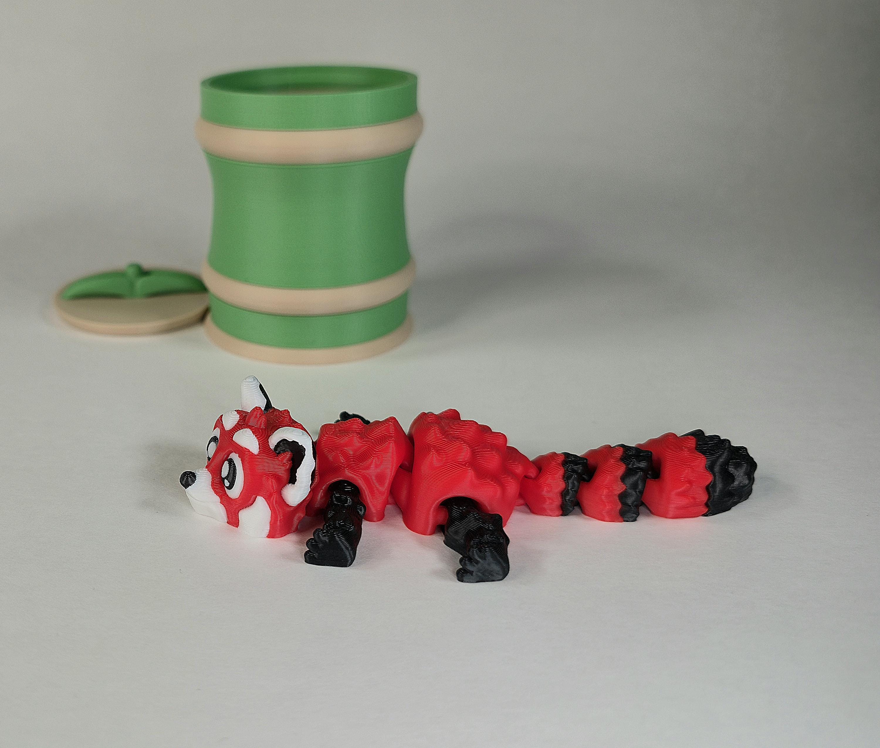 3D Printed Articulated Red Panda With Bamboo Burrow: Fidget Toy - Etsy