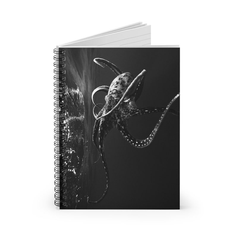 Octopus Spiral Notebook Black and White- Ruled Line - Etsy