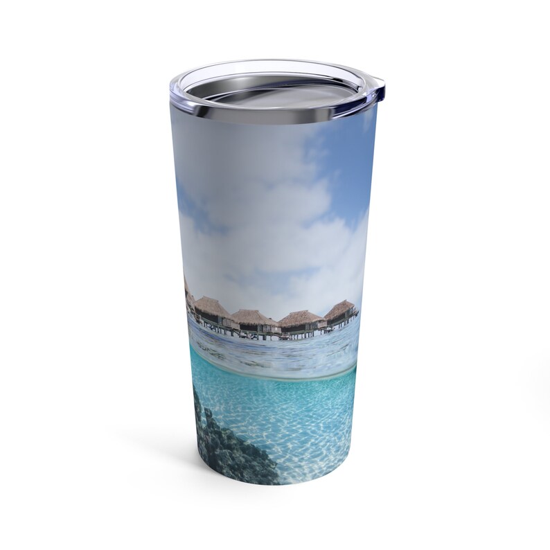 Tahiti Blue Lagoon Overwater Bungalow Tumbler 20oz Tropical Ocean - Etsy