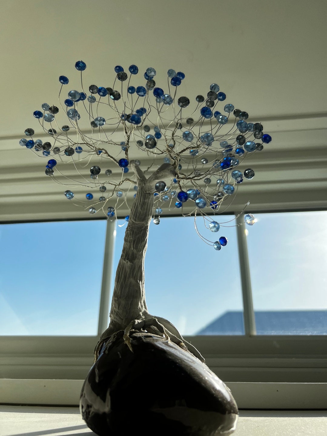 Blue Crystal Tree of Life on a River Rock - Etsy