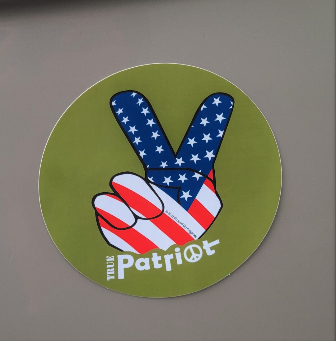 True Patriot Bumper Sticker Decal Military Green Peace Sign Patriotic ...