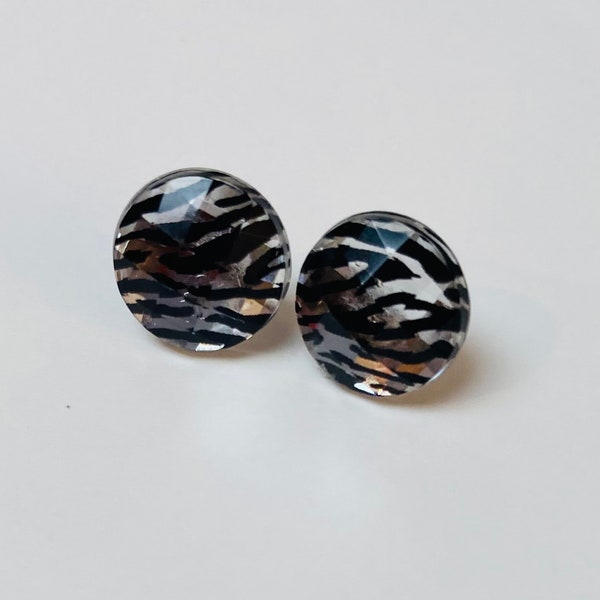 Zebra Stud Earrings - Etsy