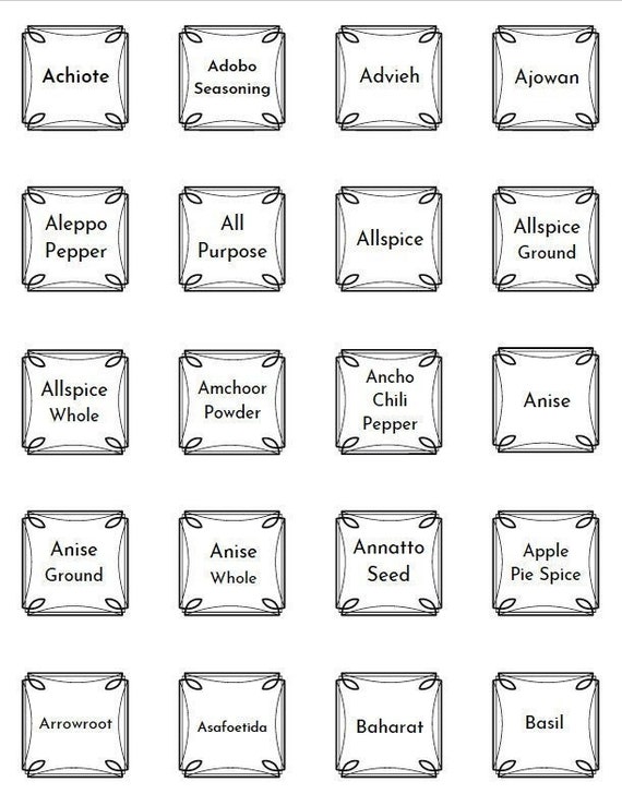 1.5 Square Spice Labels 280 Printable 20 Editable - Etsy