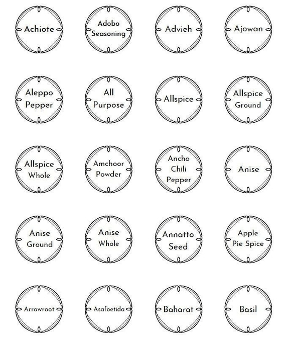 1.5 Round Spice Labels 280 Printable 20 Editable - Etsy