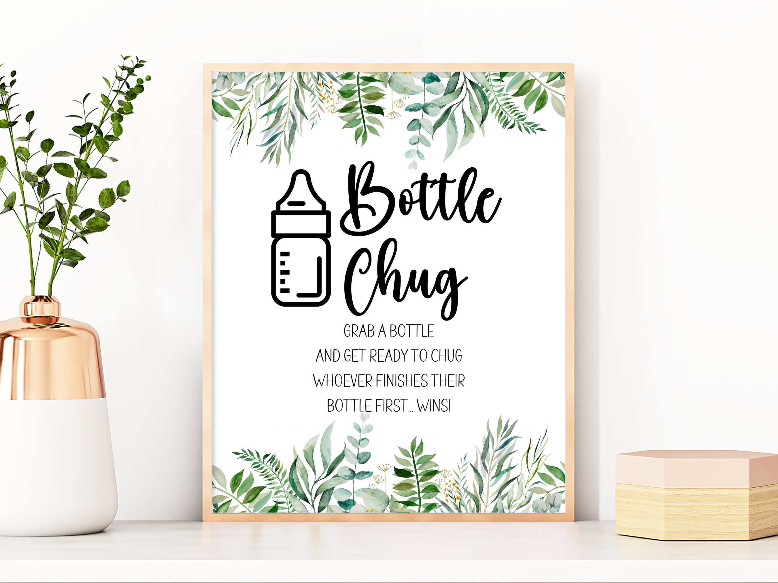 Greenery Bottle Chug Sign Instant Download Baby Shower - Etsy