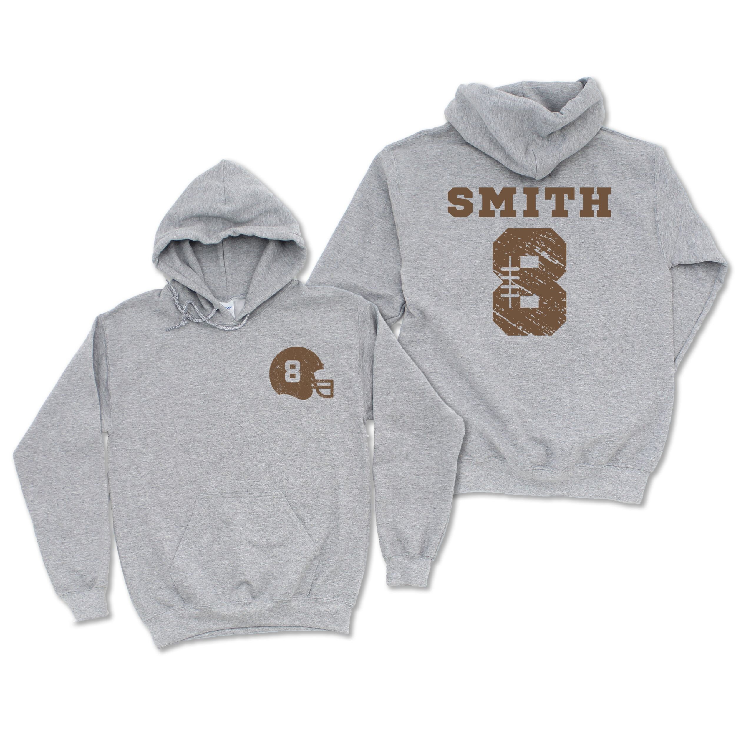 Front and Back Personalized Football Numbers Hoodie Sweatshirt ...