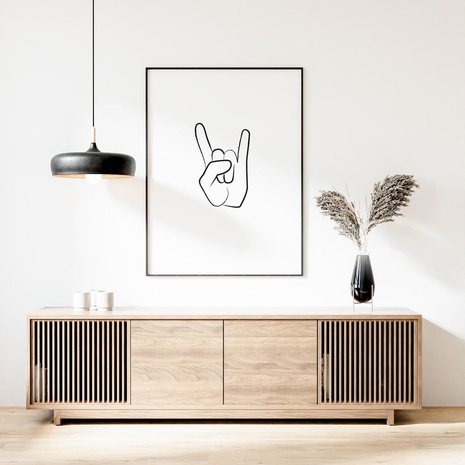 Rock on Graphic Wall Art, Hand Sign Digital Print, Contemporary Home ...
