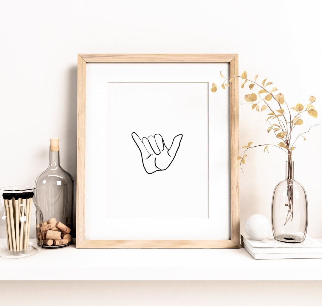Shaka Graphic Wall Art, Hand Sign Digital Print, Contemporary Home ...