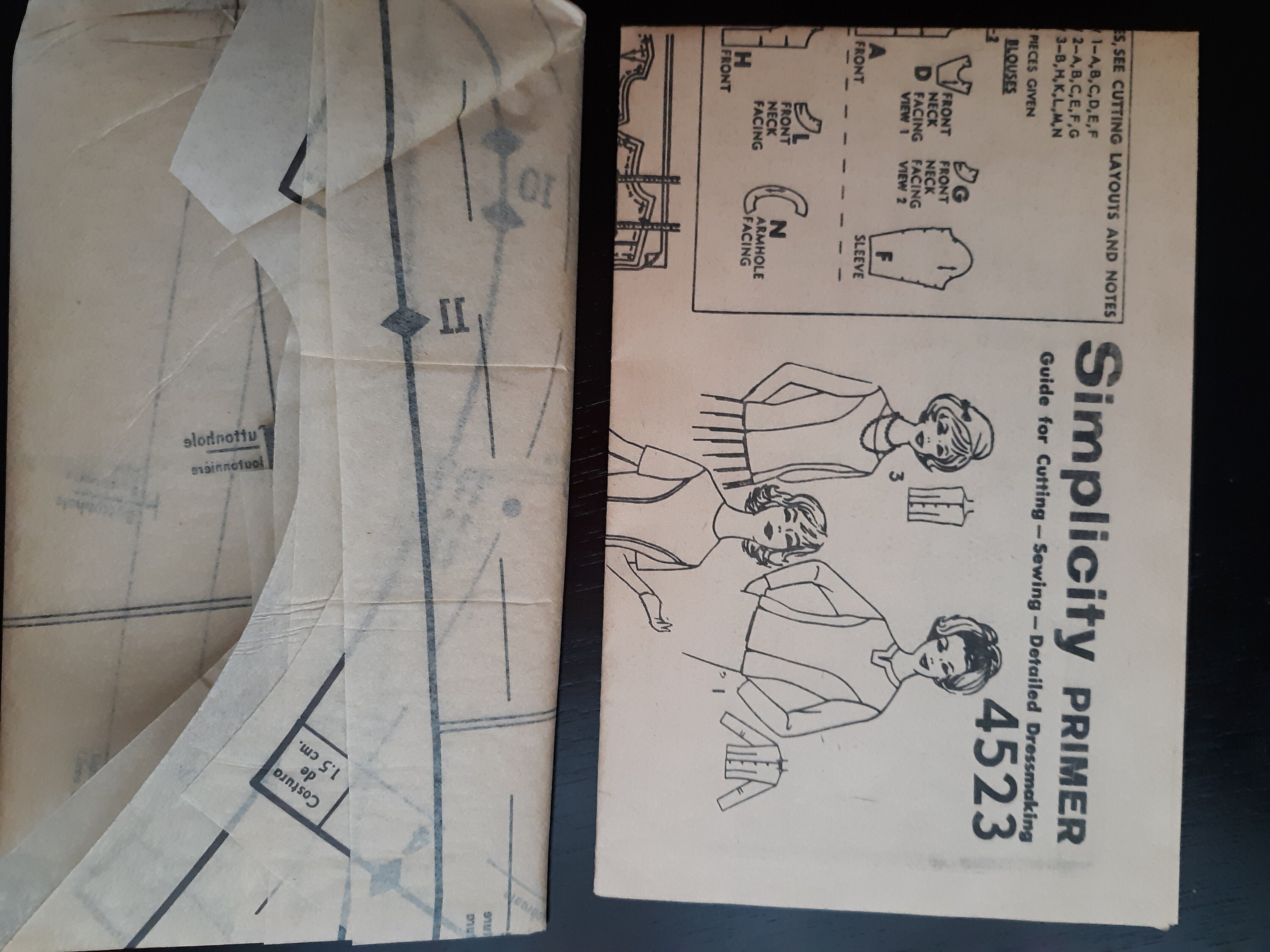 Simplicity 4523 Vintage Sewing Pattern for Set of Blouses, 1960s, Bust ...